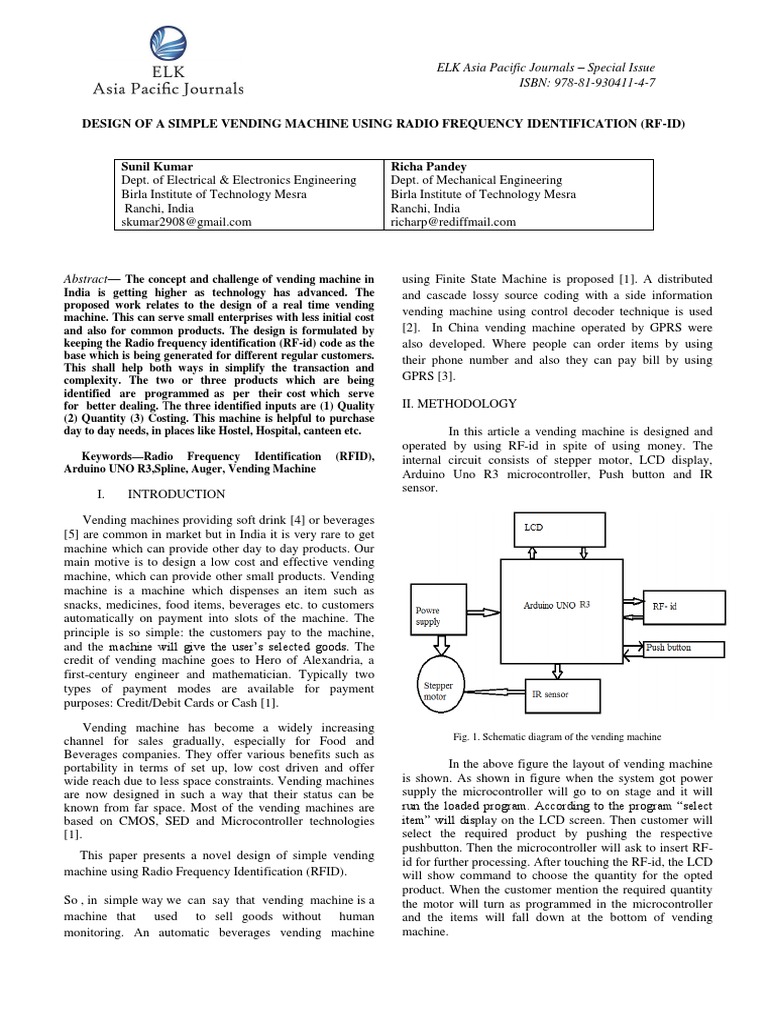 RFID-Based Vending Machine Design | PDF | Vending Machine | Manufactured Goods