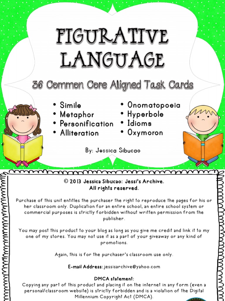 Figurative Language Task Cards | PDF | Reading Comprehension | Linguistics