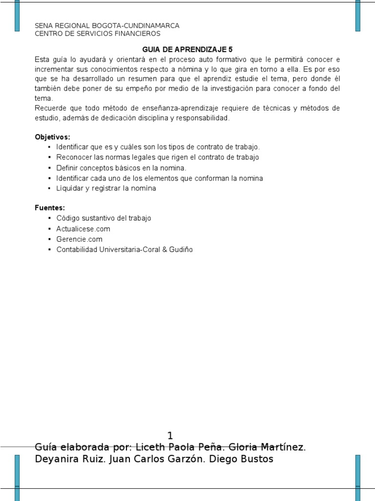 Guía de Aprendizaje 6 | PDF | Nómina de sueldos | Salario