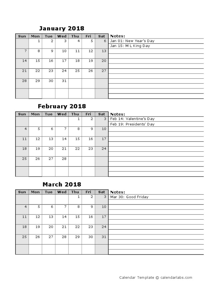 2018 Quarterly Calendar 12p | PDF | Holidays | Observances
