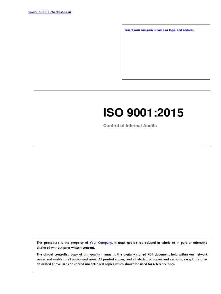 ISO 9001 2015 Internal Audit Procedure Sample | PDF | Internal Audit ...