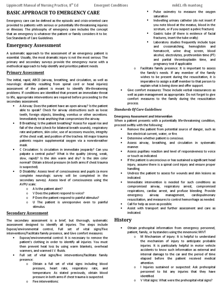 Emergent Conditions (Triage and CPR) | PDF | Cardiopulmonary ...