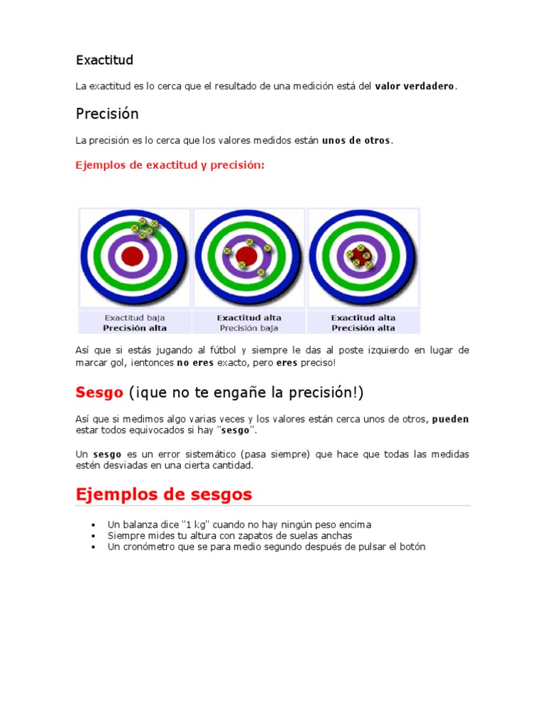 Ejemplos de Precisión y Exactitud | PDF