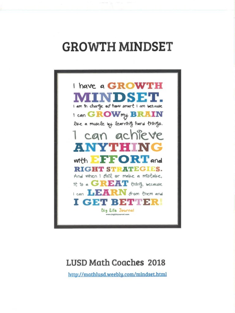 Growth Mindset Booklet | PDF