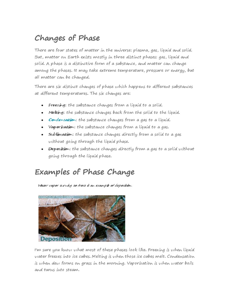 Changes of Phase | PDF | Phase (Matter) | Phase Transition