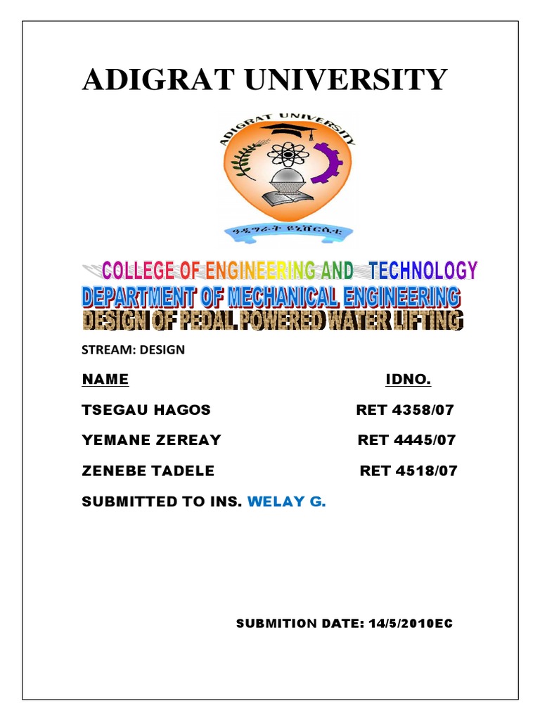 Adigrat University: Welay G | PDF | Transmission (Mechanics) | Clutch
