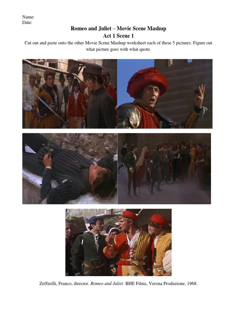 Romeo and Juliet - Movie Scene Mashup - Act 1 Scene 1 - Pictures | PDF