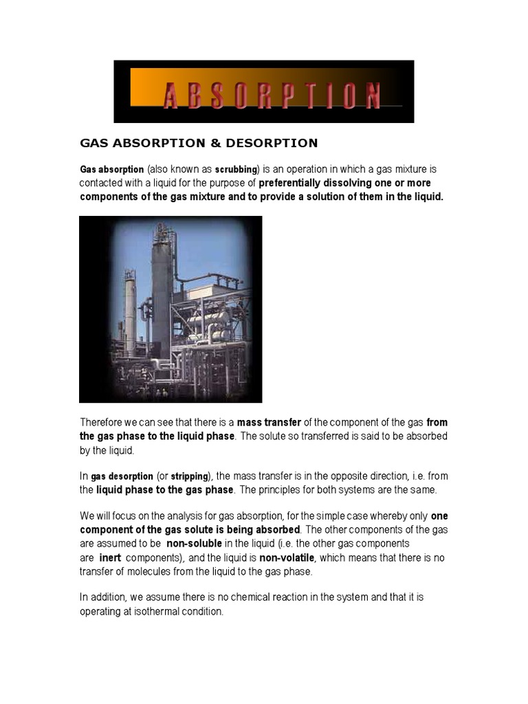 Gas Absorption & Desorption: Components of The Gas Mixture and To ...