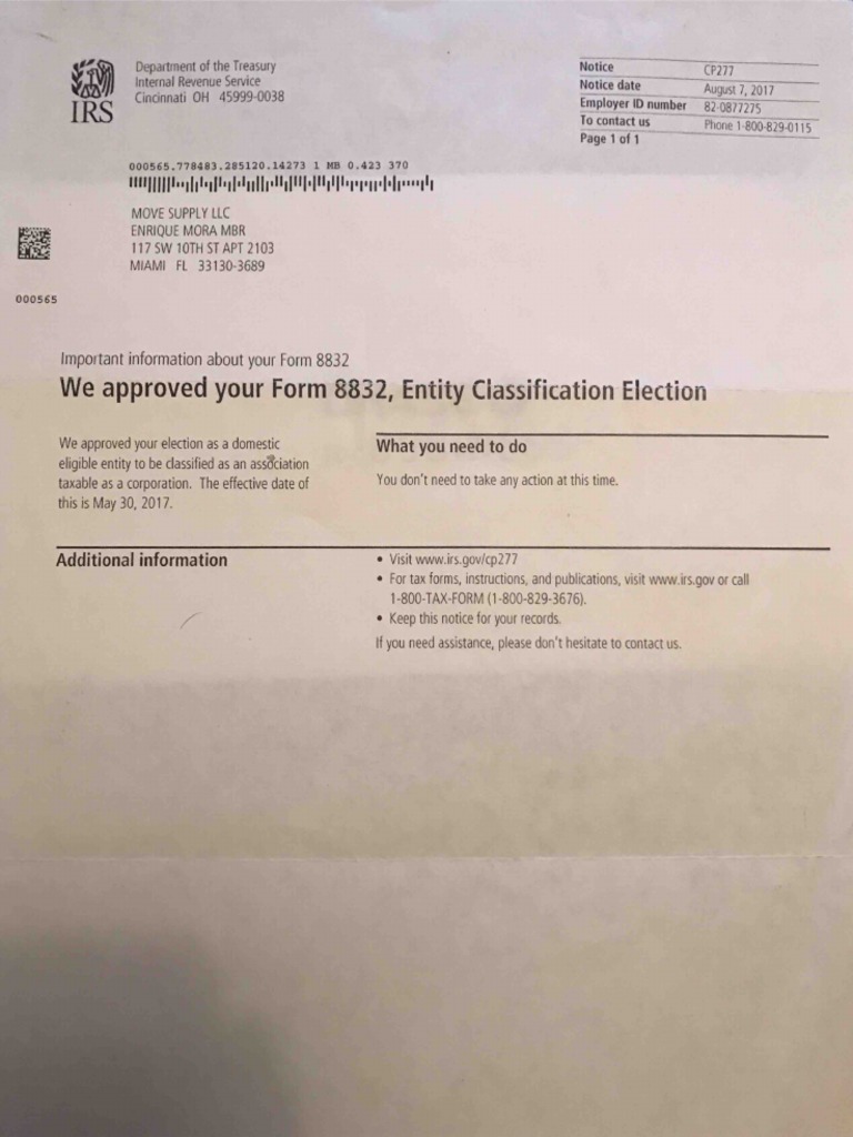 Form 8832 Entity Classification Election | PDF