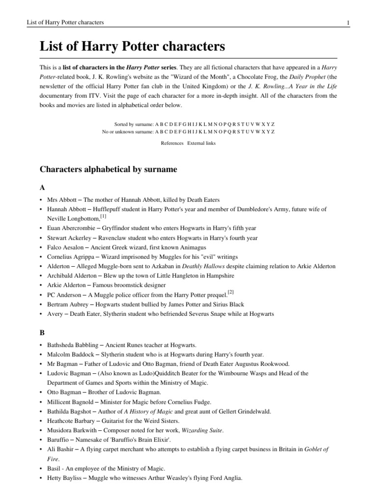 Harry Potter Characters | PDF | Harry Potter
