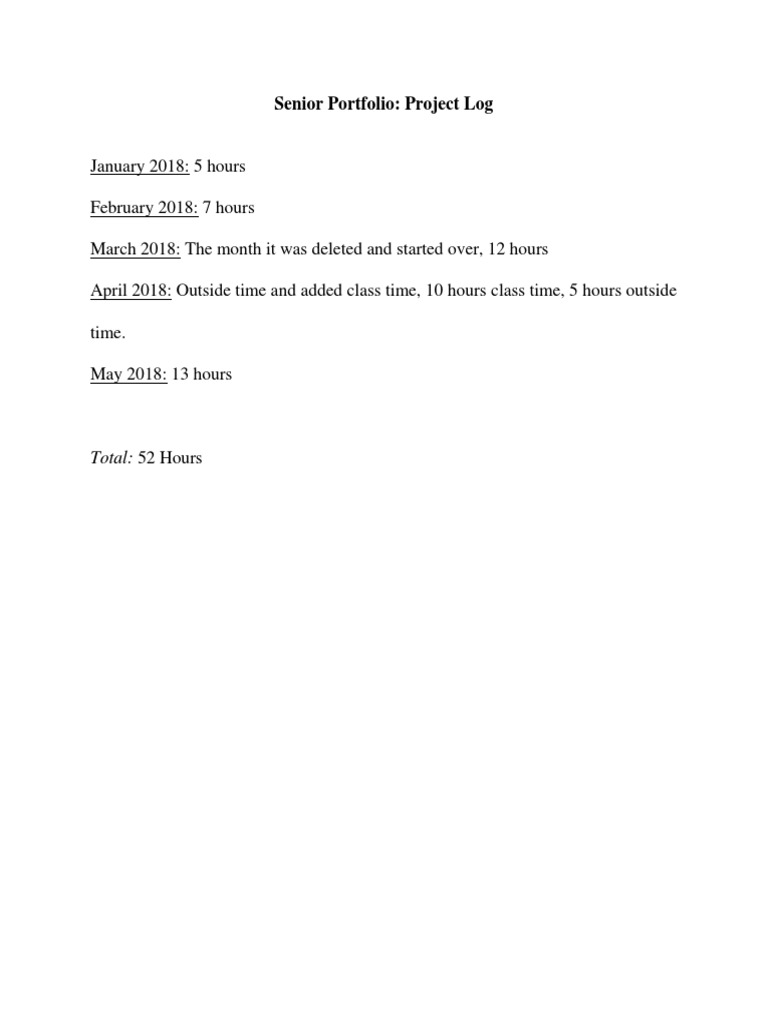 Senior Project Log | PDF