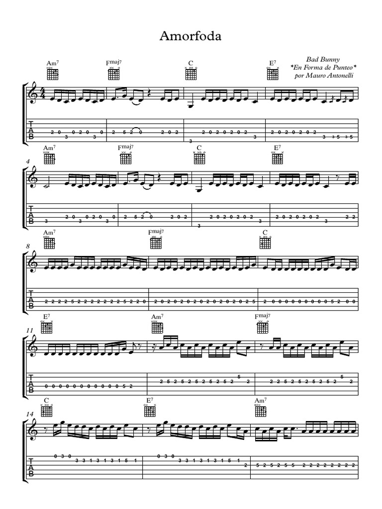 Amorfoda - Partitura Tablatura y Acordes | PDF