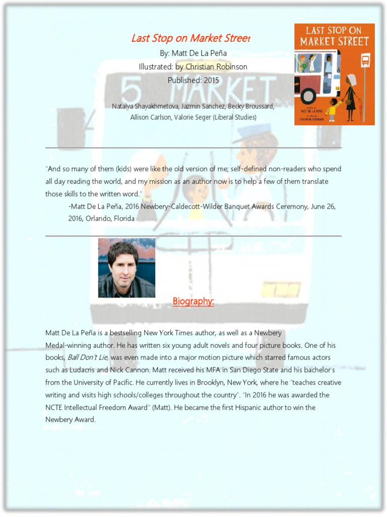 Last Stop on Market Street Overview | PDF | Teachers