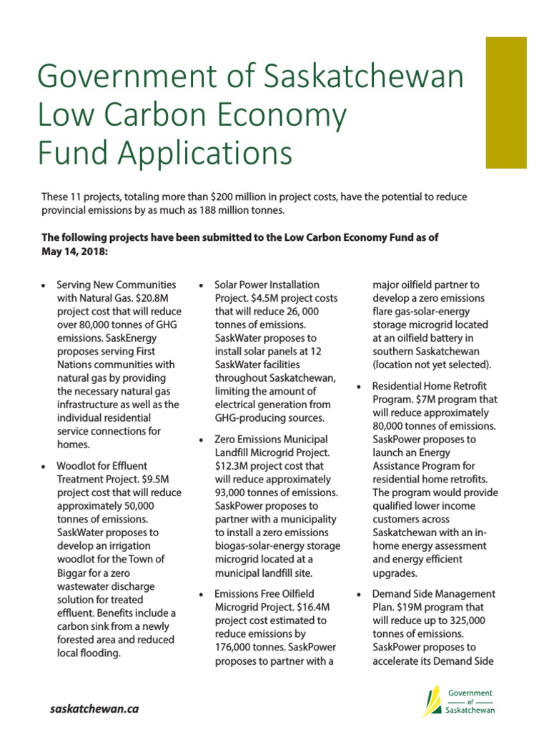 Low Carbon Economy Fund Applications Fact Sheet | PDF | Low Carbon ...