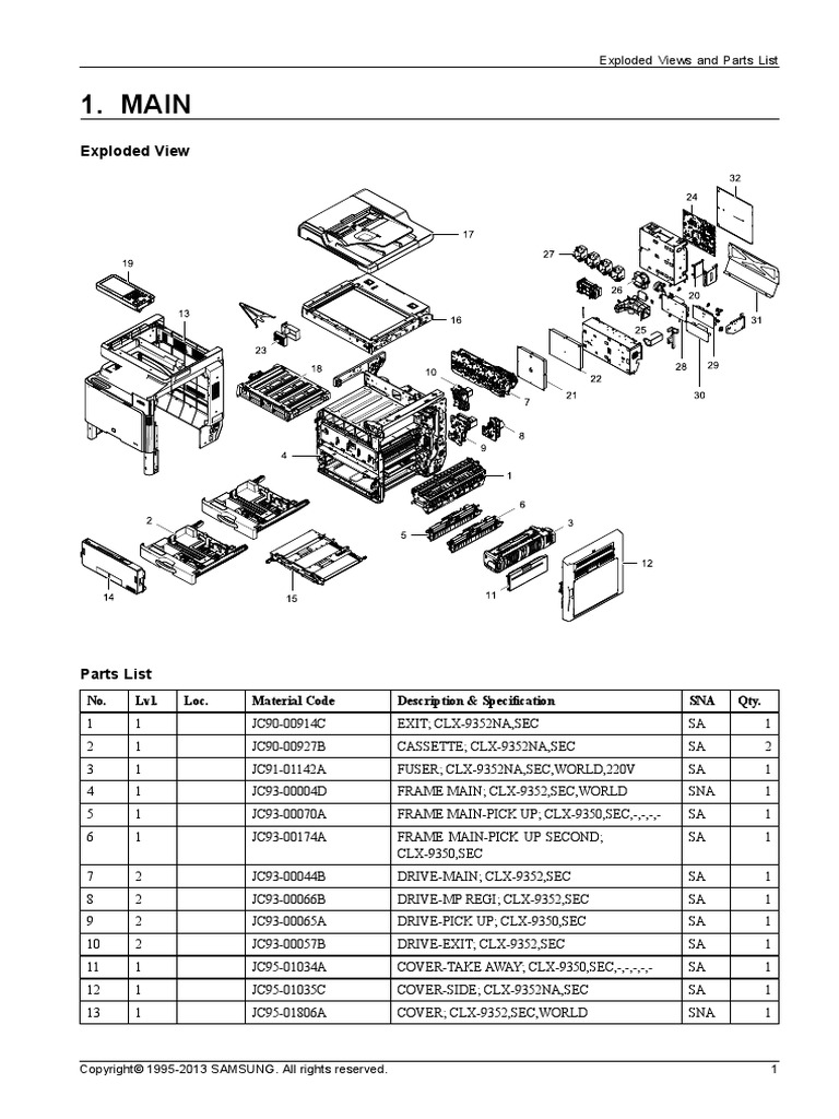 CLX-9352NA Parts List | PDF | Technology & Engineering