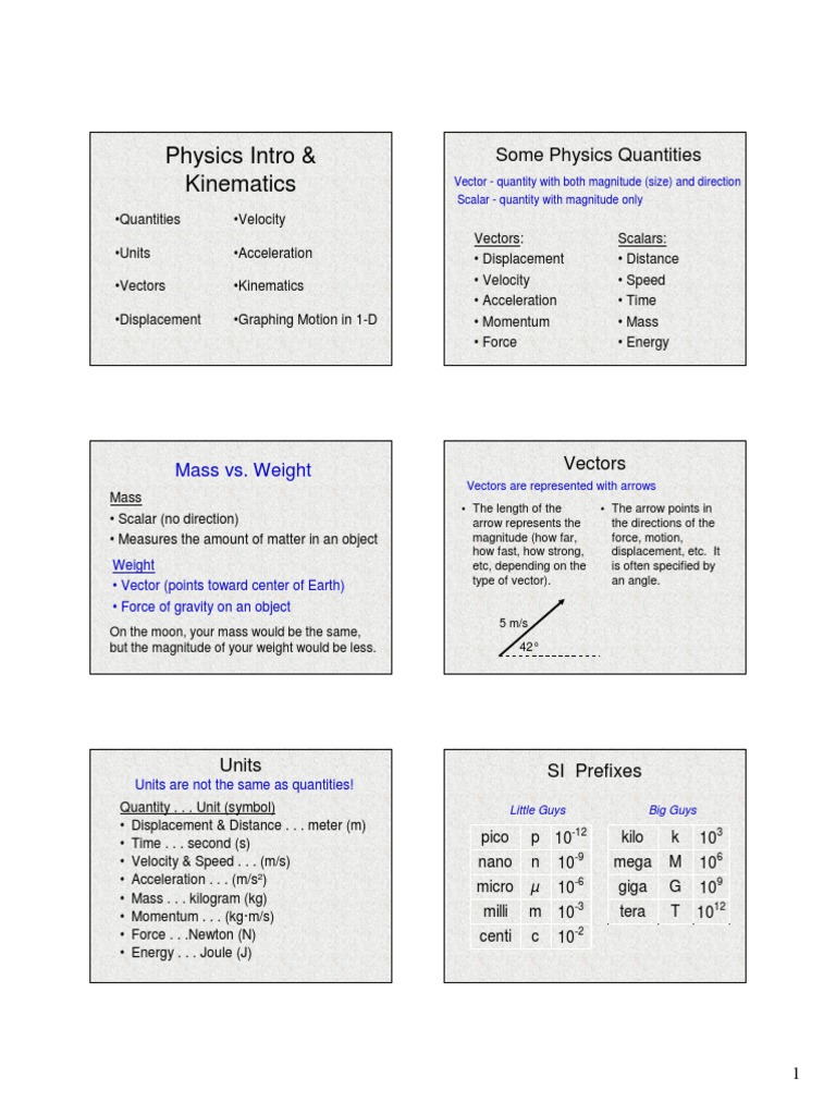 Physics Intro & Kinematics | Download Free PDF | Velocity | Acceleration