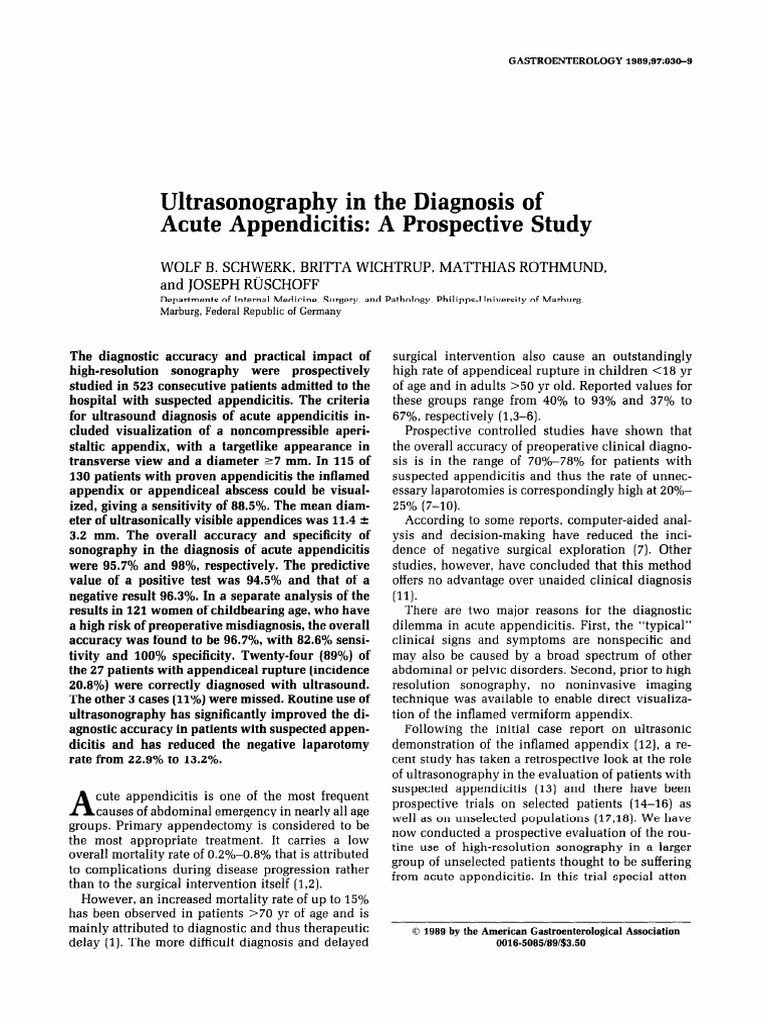 Usg Acute Appendicitis | PDF | Medical Ultrasound | Medical Specialties