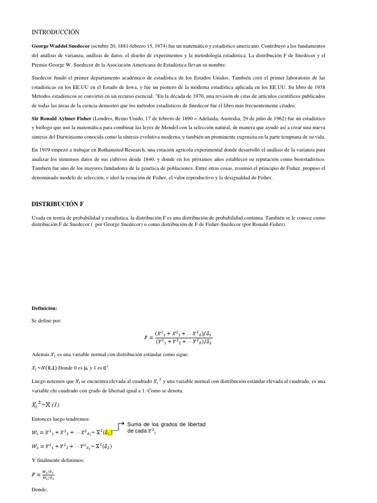 Distribucion F Snedecor | PDF