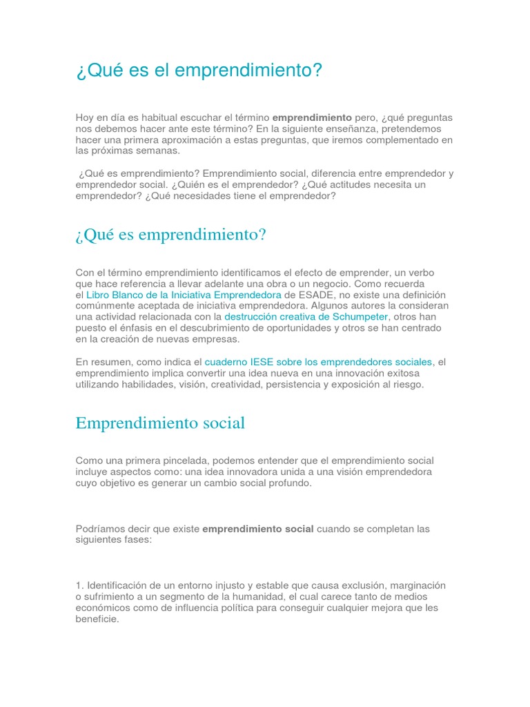 Qué Es El Emprendimiento | PDF | Iniciativa empresarial | Marketing