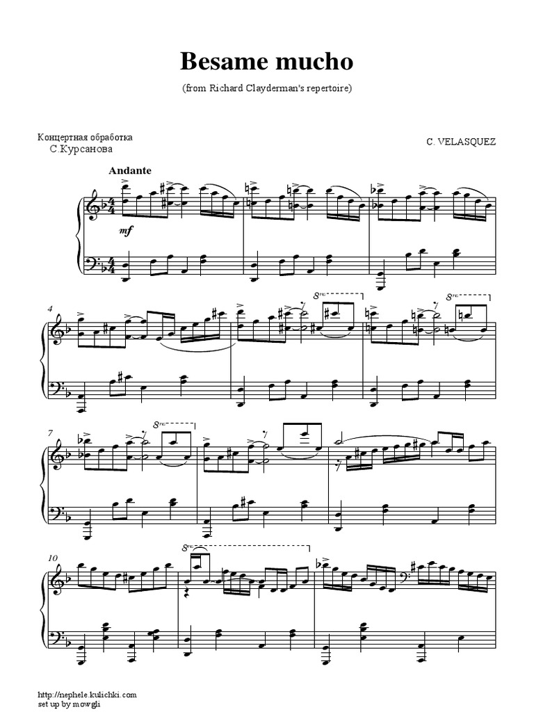 Sheet Music Besame Mucho Spartito Pdf Pdf
