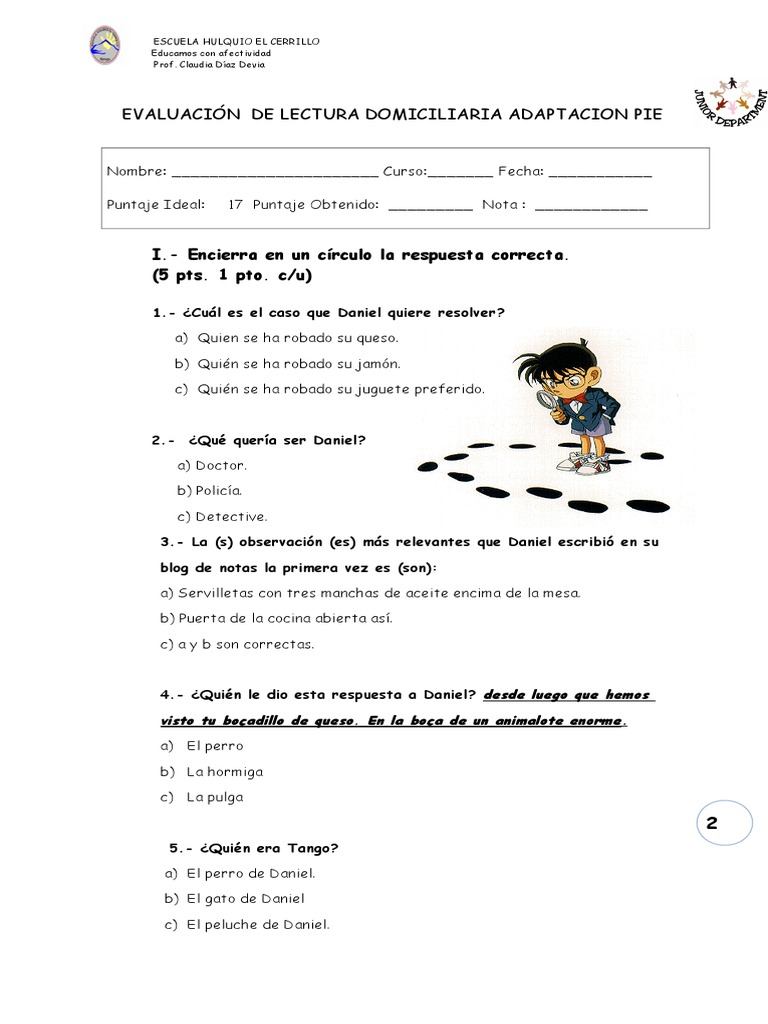 Evaluación de "Daniel, el detective" | PDF | Ocio