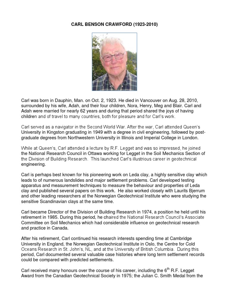 Carl Benson Crawford Biography | PDF | Academia | Science
