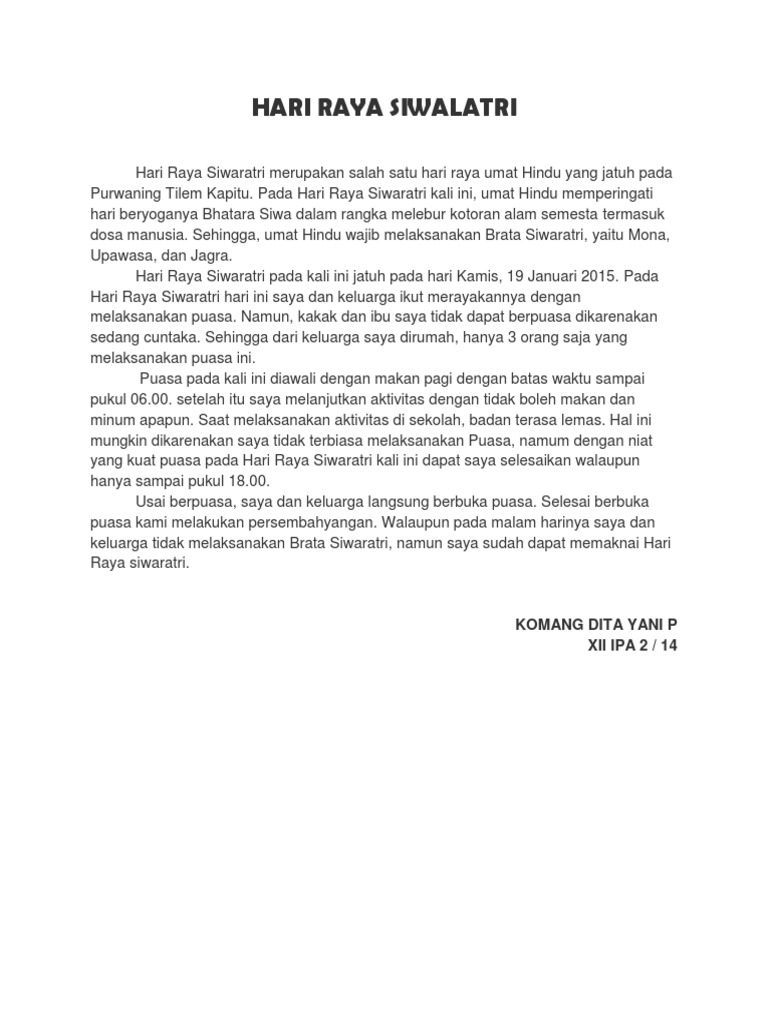Hari Raya Siwalatri | PDF