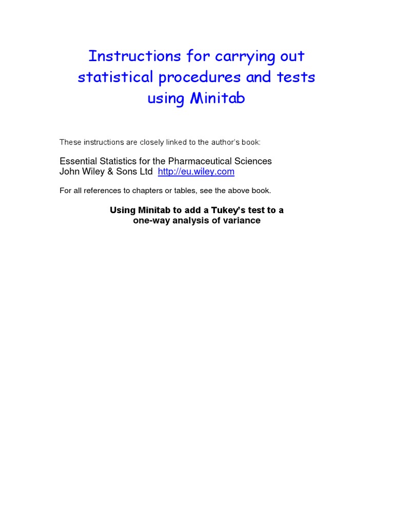Minitab Tukey's Test Guide | PDF | Analysis Of Variance | Probability ...