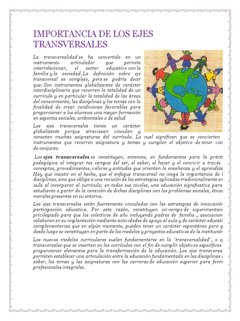 Importancia de Los Ejes Transversales | PDF | Plan de estudios | Ciencia cognitiva