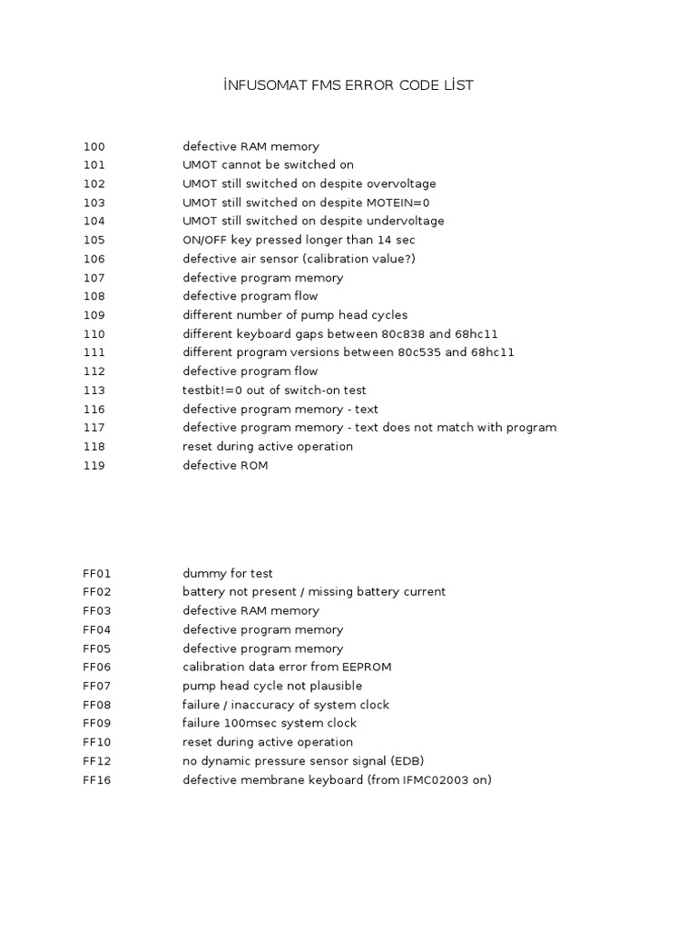 Aun Infusomat FM - Error Code | PDF | Office Equipment | Digital ...
