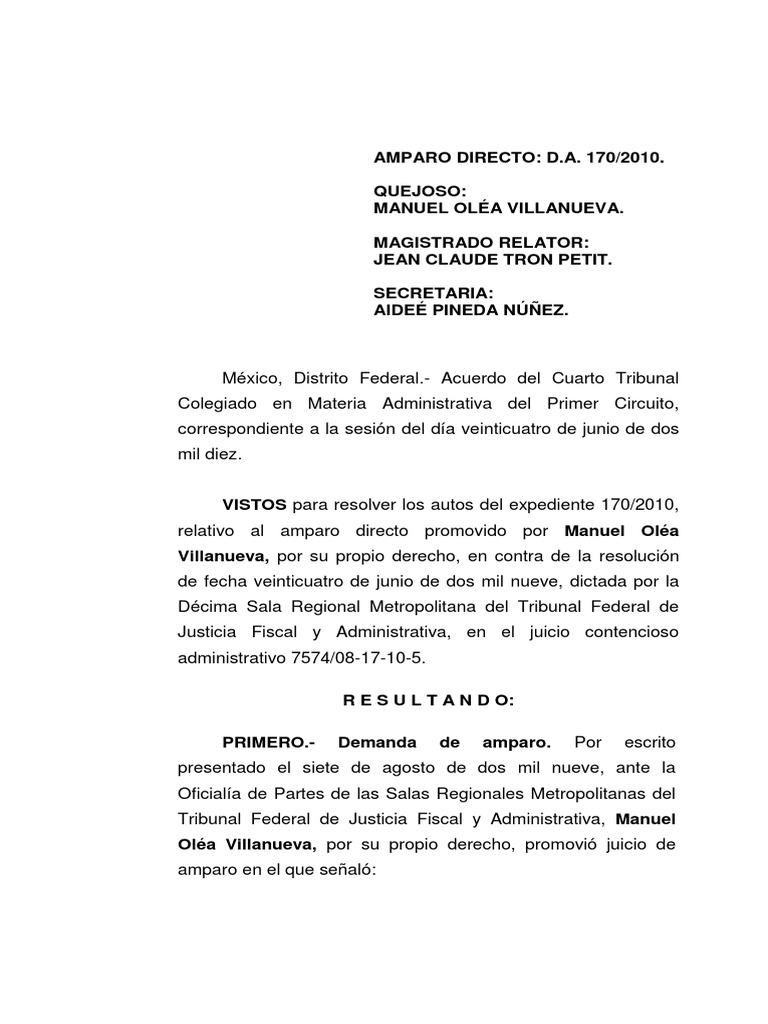 Amparo Directo | Caso de ley | Competencia (ley)