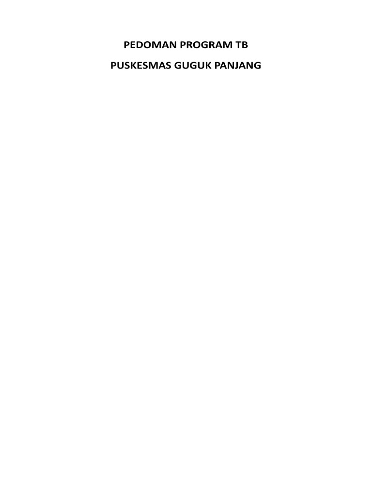 Pedoman Program TB Puskesmas Guguk Panjang | PDF