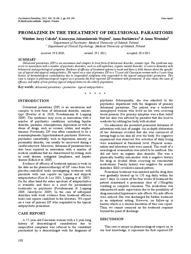 Promazine in The Treatment of Delusional Parasitosis | PDF ...