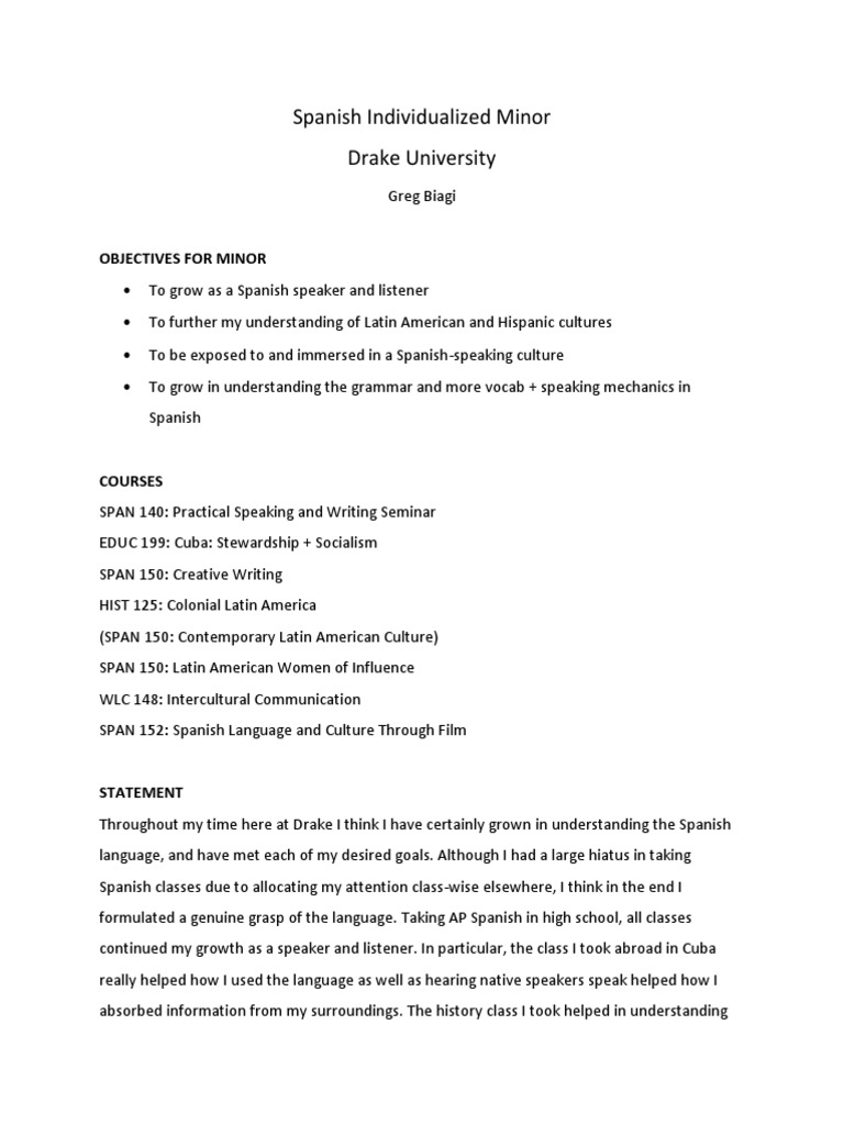 Spanish Minor Growth at Drake University | PDF | Spanish Language ...