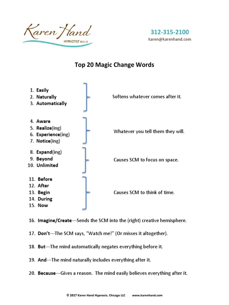 Magic Words Top 20 Magic Change Words | PDF