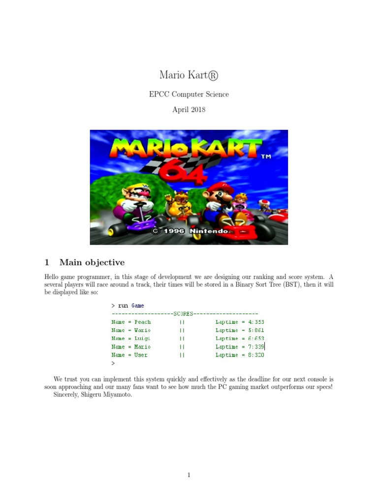 Mario Kart Score System Design Guide | PDF