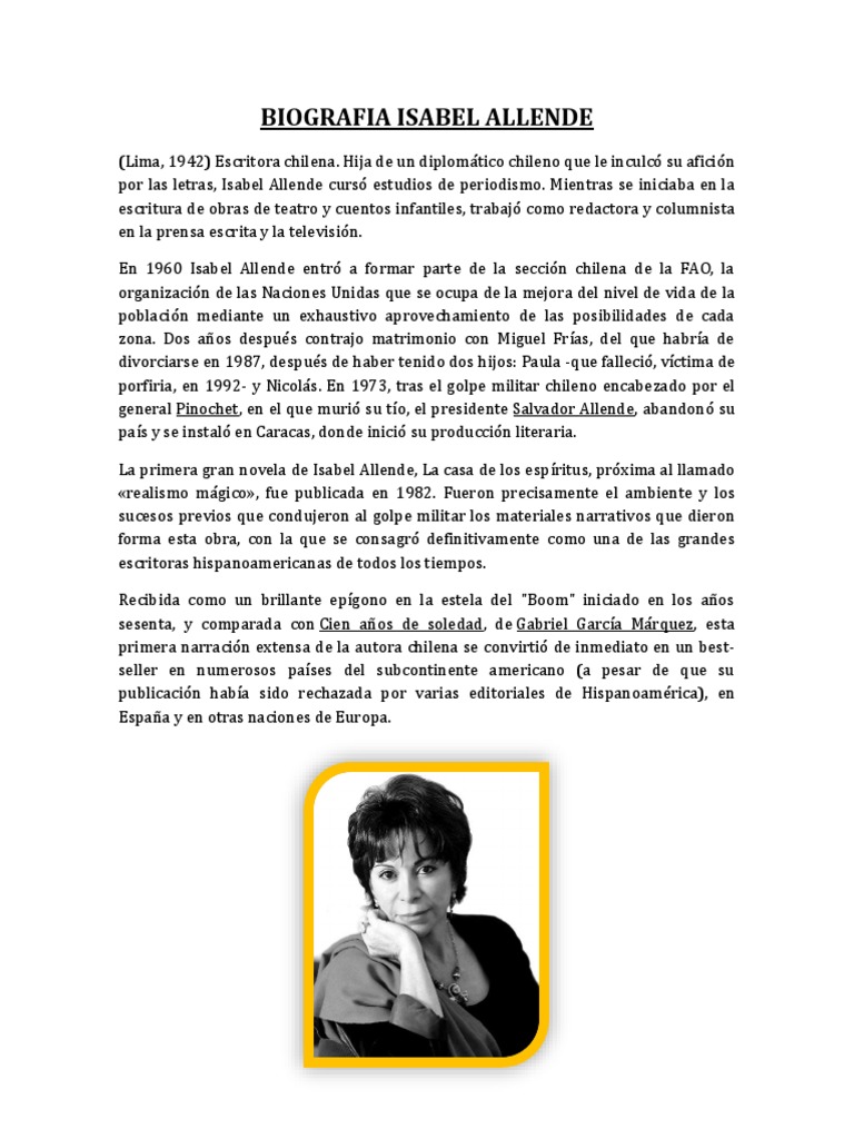 Biografia Isabel Allende | PDF