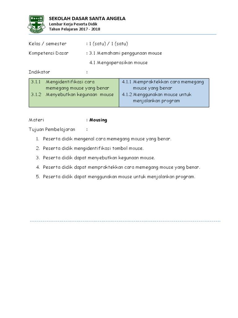 LKPD Tik Kelas 1 | PDF