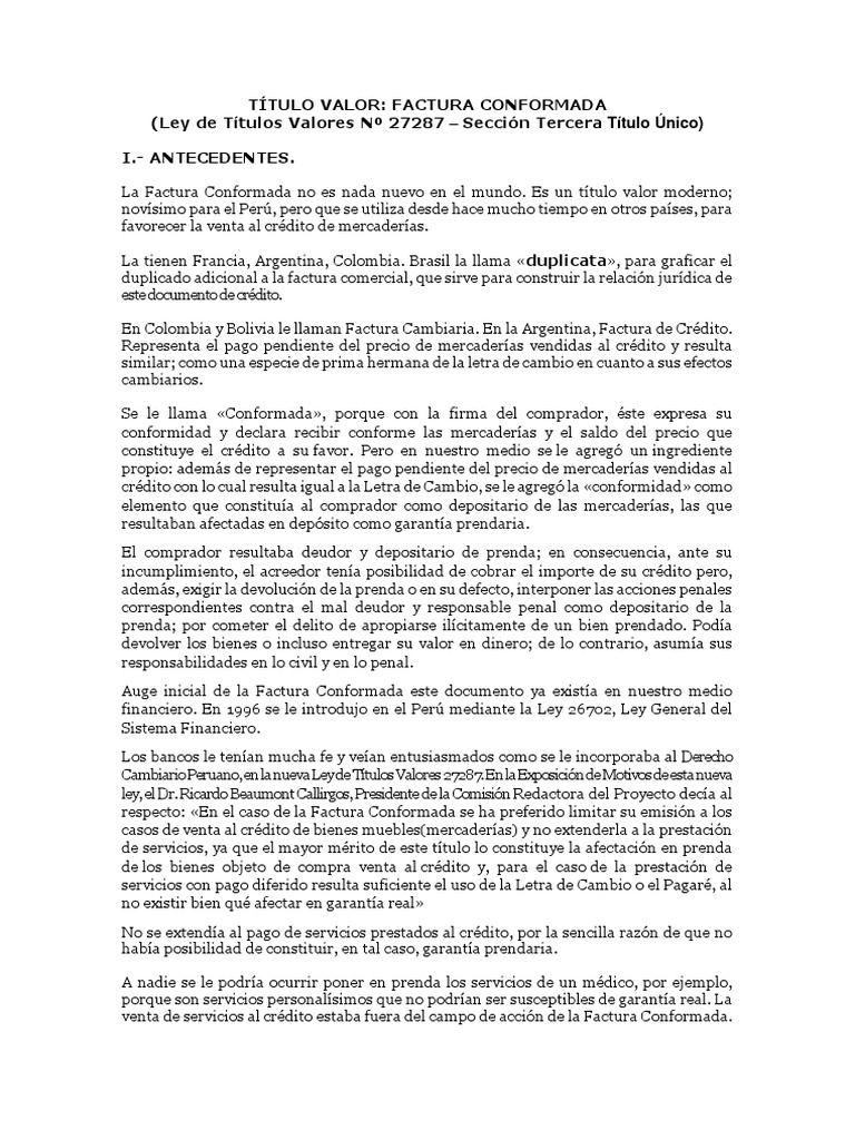 Factura Conformada | PDF | Factura | Pagaré