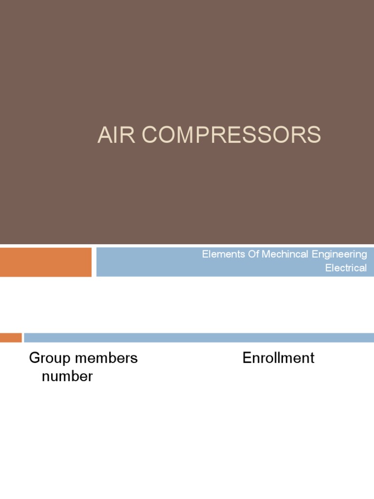 Air Compressors: Elements of Mechincal Engineering Electrical | PDF ...