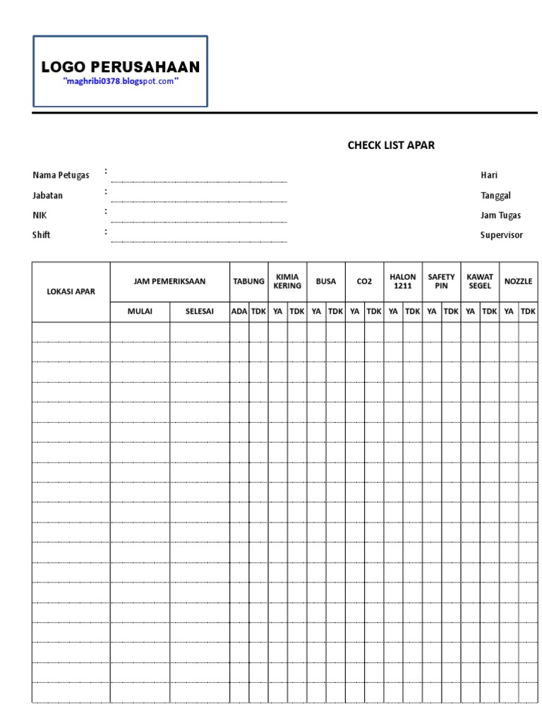 003-Form Check List Apar | PDF