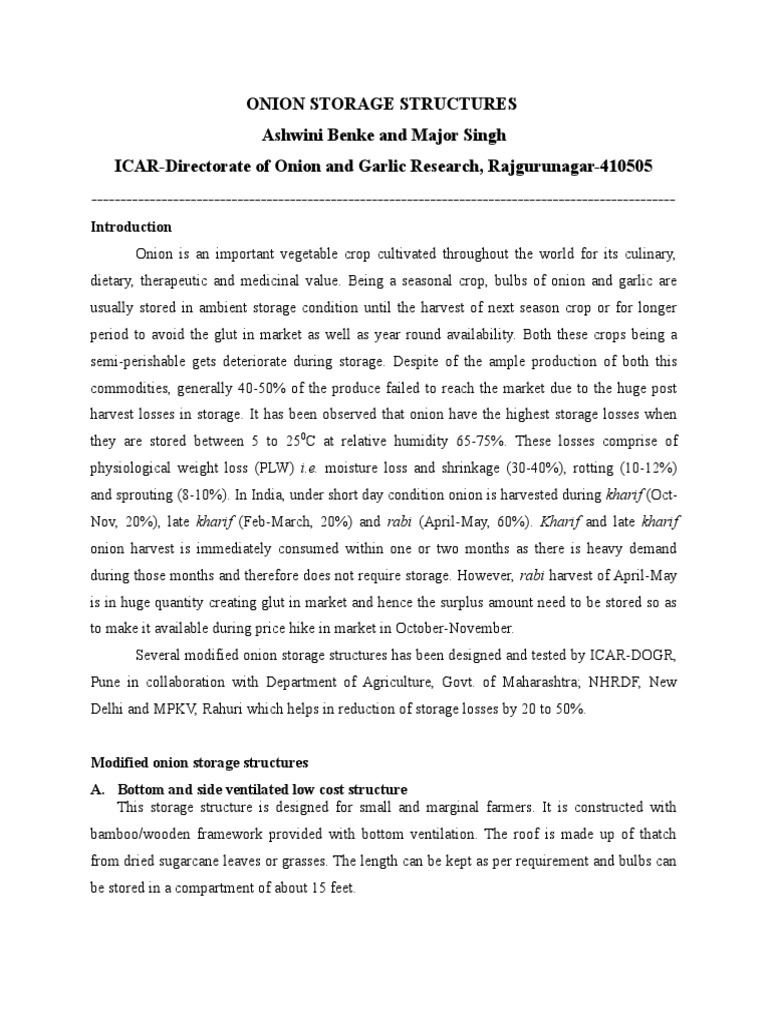 Onion Storage Structures | PDF | Onion | Carbon Dioxide