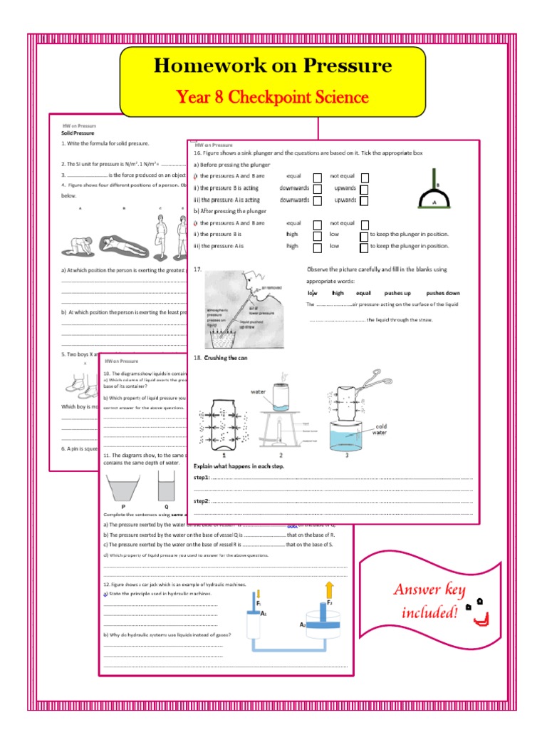 Pressure - Yr 8 - Checkpoint Science | PDF | Pressure | Atmosphere Of Earth
