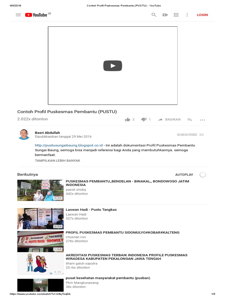 Contoh Profil Puskesmas Pembantu (PUSTU) | PDF