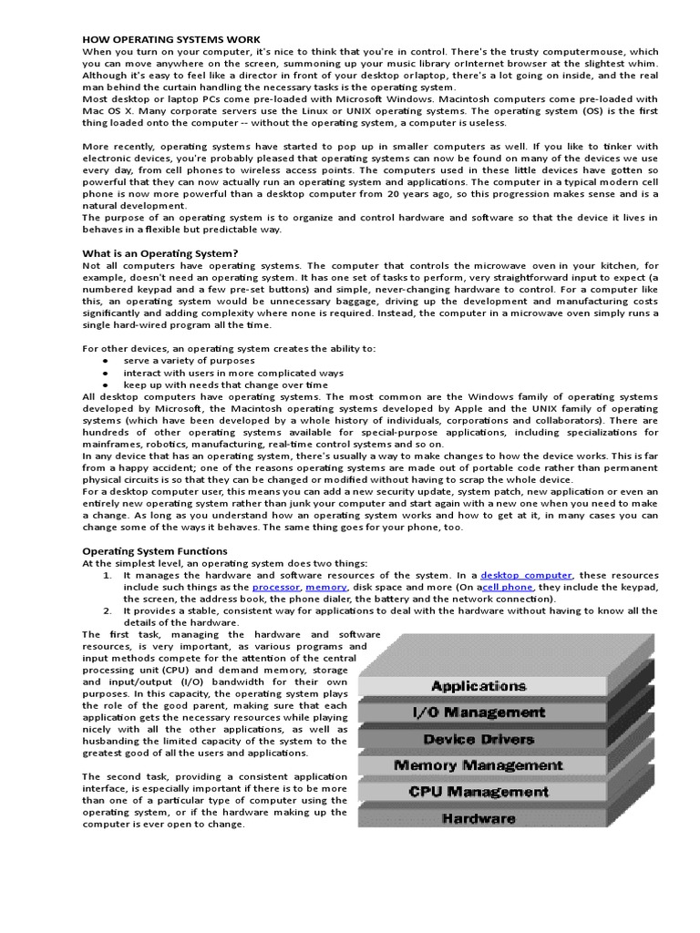 How Operating Systems Work | PDF | Operating System | Computer Data Storage