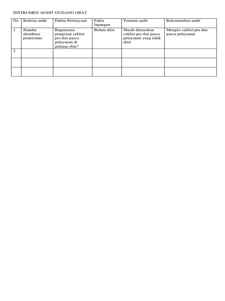 Instrumen Audit Gudang Obat | PDF