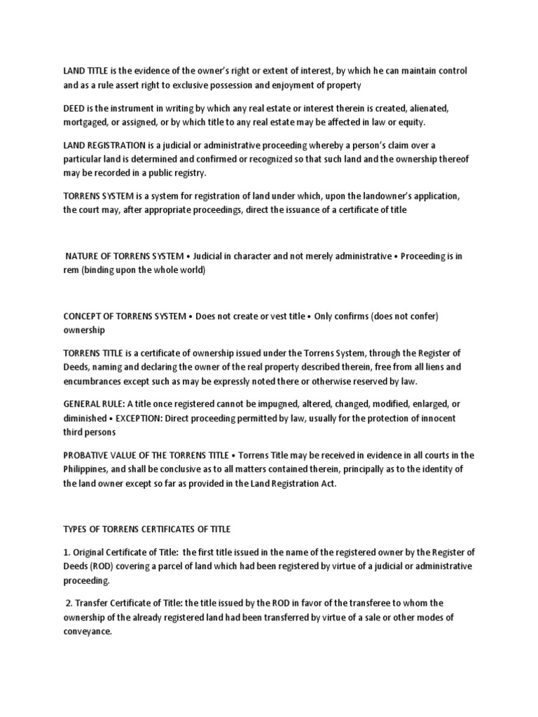 Land Title and Deeds | PDF | Title (Property) | Deed