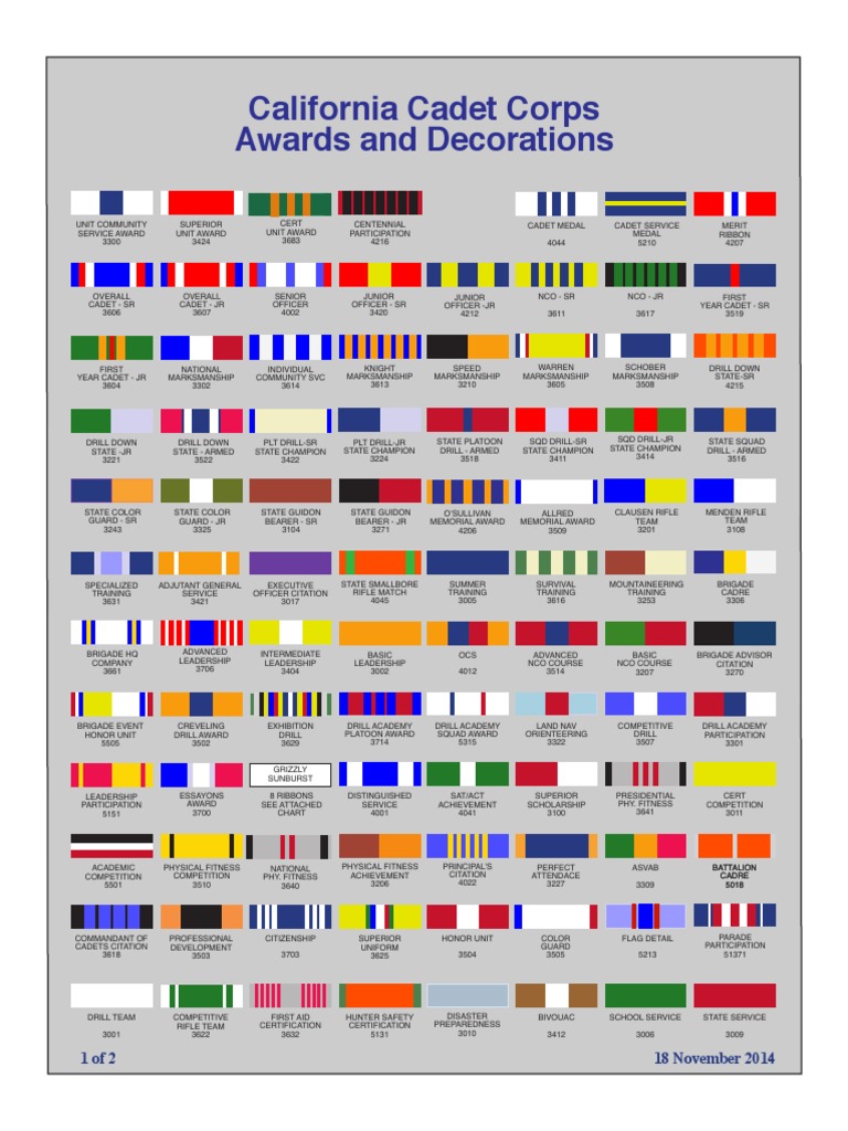 California Cadet Corps Awards Chart | PDF | Military Life | Military Of ...