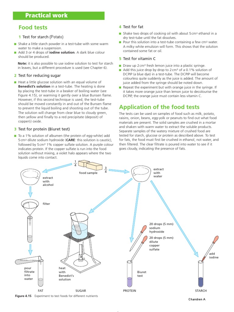 Biology Practical Food Test | PDF | Starch | Solution