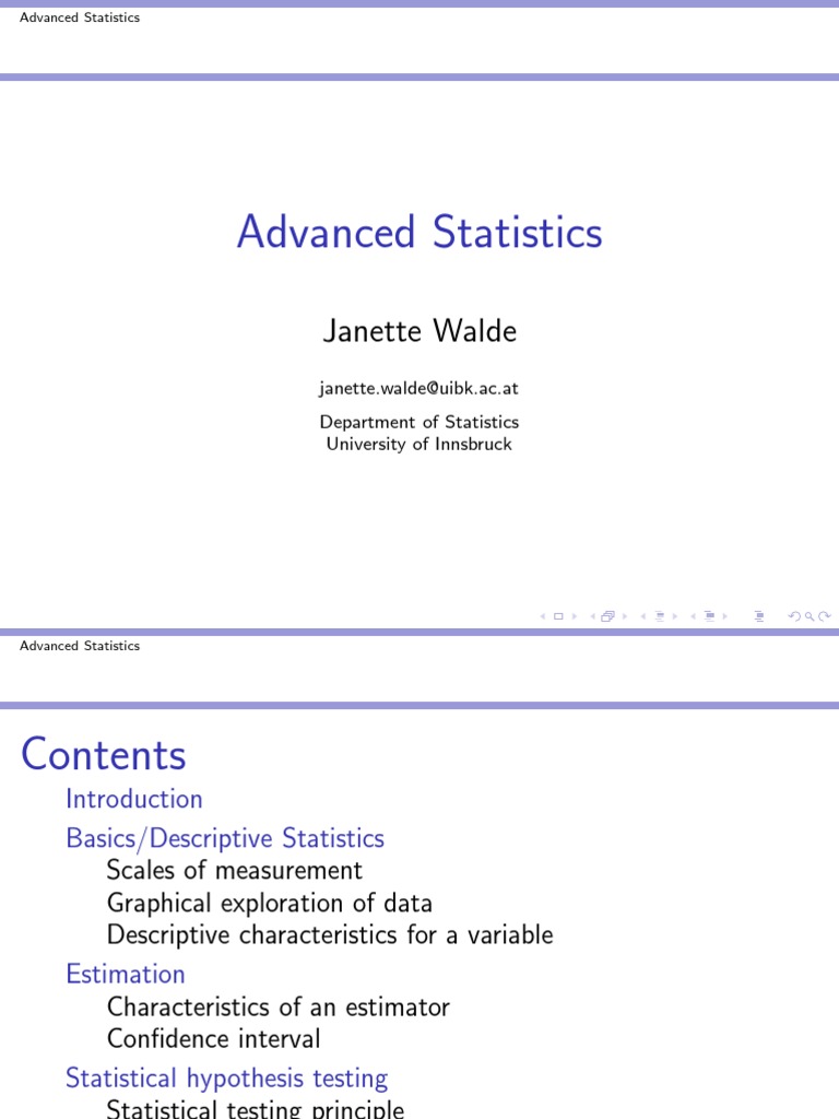 Advanced Statistics by Janette Walde | PDF | Statistical Power | Quantile